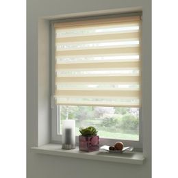 GARDINIA EXKLUSIV Doppelrollo &raquo;EASYFIX&laquo; transparent Sichtschutz mit Bohren freih&auml;ngend Rollo vormontiert auf Montageschiene creme Obermaterial:...