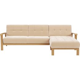 Sit & More sit&more Ecksofa &raquo;Billund L-Form&laquo; Armlehnen aus eichefarbigem Buchenholz, verschiedene Bez&uuml;ge und Farben braun 100% Polyester