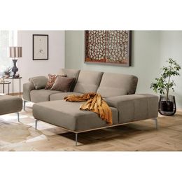 W.Schillig Ecksofa &raquo;run, Designsofa mit tollem Sitzkomfort, bequem, L-Form&laquo; mit elegantem Holzsockel, F&uuml;&szlig;e in Silber matt, Breite 279 cm beige 