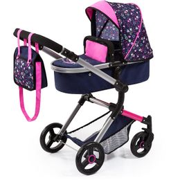 BAYER Kombi-Puppenwagen »Vario, Blau/Pink/Herzchen« inkl. Wickeltasche Blau/Pink/Herzchen