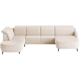 Sit & More sit&more Wohnlandschaft &raquo;Blues U-Form&laquo; inkl. Kopfteilverstellung, wahlweise mit Klapptisch und USB beige 100% Polyester