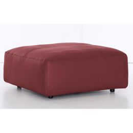 Musterring Hocker &raquo;LUCIA&laquo; rot Flachgewebe VALMONT (60% Baumwolle/40% Leinen);Leder PURO, pigmentiertes Leder;Microfaser CRONA (100% Polyester);Flachgewebe FLORIS
