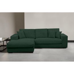 WERK2 Ecksofa »Eden modern und zeitlos, geschmackvolles Sofa, Breite 286cm, L-Form« Design Ecksofa in Cord mit besonders weichem Sitzkomfort Moosgrün