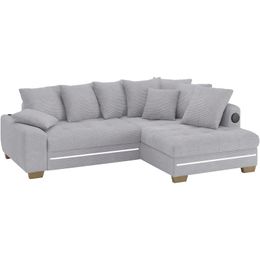 MR. COUCH Ecksofa »Nikita II, L-Form« RGB-LED, Bluetooth-Soundsystem, wahlweise mit Bett, Bettkasten Stripes 8637 warm grey
