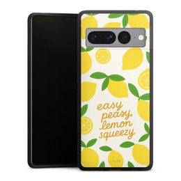 DeinDesign Google Pixel 7 Pro Handy Premium Silikon H&uuml;lle Handyh&uuml;lle schwarz Case Spruch Statement Lemon Silikon Premium Case