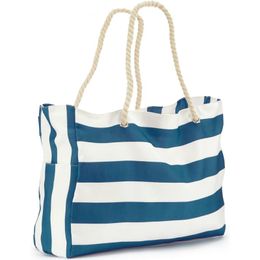 Vivance Shopper »Strandtasche« Schultertasche, Sommertasche, Handtasche, Tragetasche VEGAN weiß / blau