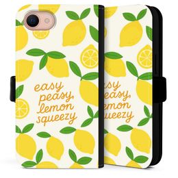 DeinDesign iPhone 16e Handy Klapph&uuml;lle Handyh&uuml;lle aus Kunst Leder schwarz Flip Case Spruch Statement Lemon Sideflip mit Lasche