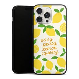 DeinDesign iPhone 15 Pro Max Handy Premium Silikon H&uuml;lle Handyh&uuml;lle schwarz Case Spruch Statement Lemon Silikon Premium Case