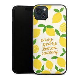 DeinDesign iPhone 15 Plus Handy Premium Silikon H&uuml;lle Handyh&uuml;lle schwarz Case Spruch Statement Lemon Silikon Premium Case