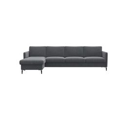 FLEXLUX Ecksofa &raquo;Fiore, L-Form&laquo; schmale Armlehnen, Kaltschaum, F&uuml;&szlig;e Alu+schwarz grau 100% Polyester