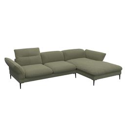 FLEXLUX Ecksofa »Salino, Funktionssofa mit Recamiere, Relaxsofa, Ecksofa« Sofa mit Arm- und Kopfteil-Verstellungen, Kaltschaum & Stahl-Wellen Moss