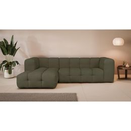 LeGer Home by Lena Gercke Ecksofa »TALISHA L-Form Designersofa, moderne Steppung, B/T/H: 276/178/75 cm« aufwendig gepolstert, hoher Sitzkomfort oliv