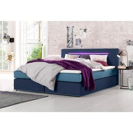 Collection AB Boxspringbett inkl. LED-Beleuchtung mit Farbwechsel und Topper dunkelblau/petrol
