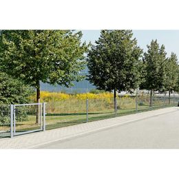 Alberts Doppelstabmattenzaun &raquo;Grundset&laquo; H&ouml;he: 80-160 cm, Gesamtl&auml;nge: 4-30 m, zum Einbetonieren silber Stahl