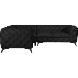 LEONIQUE Chesterfield-Sofa »Ecksofa GLYNIS L-Form mit Wellenunterfederung, Maße B/T/H 323/264/75cm« aufwändige Knopfheftung, moderne Chesterfield...