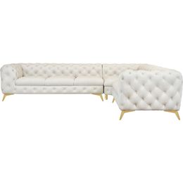 LEONIQUE Chesterfield-Sofa »Ecksofa GLYNIS L-Form mit Wellenunterfederung, Maße B/T/H 323/264/75cm« aufwändige Knopfheftung, moderne Chesterfield...