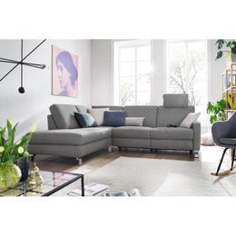 3C CANDY Ecksofa »Mainau modern und elegant, mit gutem Sitzkomfort, L-Form« wahlweise mit elektrischer Relaxfunktion, Federkern grau