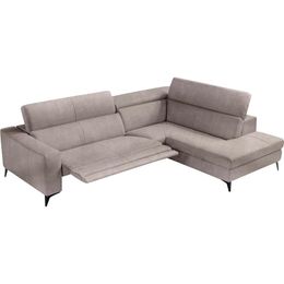 Egoitaliano Ecksofa »Edith, Designsofa mit hohem Sitzkomfort, L-Form« inkl. elektrischer Relaxfunktion und manuell verstellbaren Kopfteilen opal grau