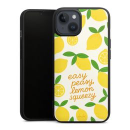 DeinDesign iPhone 14 Plus Handy Premium Silikon H&uuml;lle Handyh&uuml;lle schwarz Case Spruch Statement Lemon Silikon Premium Case
