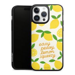 DeinDesign iPhone 14 Pro Max Handy Premium Silikon H&uuml;lle Handyh&uuml;lle schwarz Case Spruch Statement Lemon Silikon Premium Case
