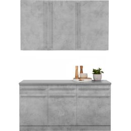 Wiho-K&uuml;chen WIHO K&Uuml;CHEN Pantryk&uuml;che &raquo;Chicago&laquo; ohne E-Ger&auml;te, Breite 160 cm K&uuml;che: grau + Front: Betonfarben + Korpus: betonfarben + Arbeitsplatte: Canvas Grau