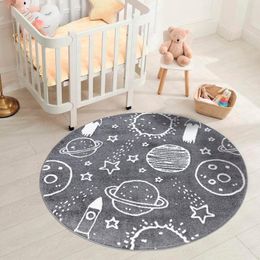 Carpet City Kinderteppich »ANIME912« rund 11 mm Höhe Kinderzimmer Teppich Modern mit lustigen Cartoon-Figuren, Multi grau Obermaterial: 100%...