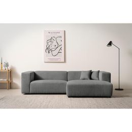Andas Ecksofa »BAKELS, L-Form in Cord oder Boucle-Stoff, moderne Couch« wahlweise Recamiere rechts/links, bequemer Sitzkomfort dunkelgrau