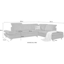 W.Schillig Ecksofa »taoo, elegant und zeitlos, bequem, L-Form« mit Sitziefenverstellung & Kopfteilverstellung moos green Z73