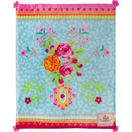 Happiness Plaid »Wild Rose« Weich, Kuscheldecke, 130x160 cm, Wendeoptik, Mit Pompoms, Blumen, Bunt multi/aqua/aquablau Obermaterial: 100% Polyester...