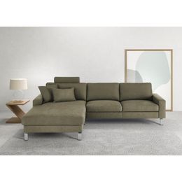 3C CANDY Ecksofa »Lecce, wahlweise PUR-Schaumstoff oder Tonnentaschenfederkern« Bett im 2, 5-Sitzer, teilmotorische Schlaffunktion im Longchair,...
