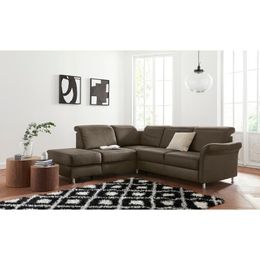 Sit & More SIT&MORE Ecksofa »Darwin L-Form« inklusive Federkern, wahlweise mit Kopfteilverstellung, Bettfunktion olive