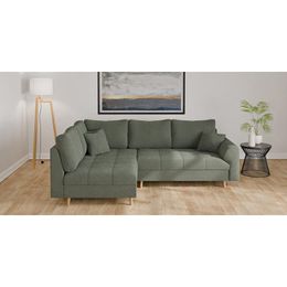 Home Affaire Ecksofa »CHARRE L-Form mit Ottomane, Maße B/T/H: 231/161/81 cm« feine Steppung, lose Rücken- und Zierkissen, auch in Cord und Bouclé mint