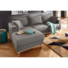 Home Affaire Ecksofa &raquo;Edina L-Form&laquo; auch in Baumwollmix-Bezug, im skandinavischem Stol grau Webstoff (100% Polyester);Baumwollmix (50% Baumwolle, 50% 