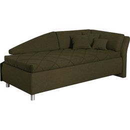 Alina Schlafsofa »Lindsay« Bettkasten, Zierkissen-Set aus: 2 Stk. 40x40cm, 1 Stk. 30x30cm olivgrau TMD 3