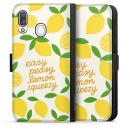 DeinDesign Galaxy A40 Handy Klapph&uuml;lle Handyh&uuml;lle aus Kunst Leder schwarz Flip Case Spruch Statement Lemon Sideflip mit Lasche