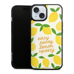 DeinDesign iPhone 15 Handy Premium Silikon H&uuml;lle Handyh&uuml;lle schwarz Case Spruch Statement Lemon Silikon Premium Case