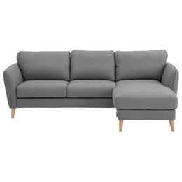 Home Affaire Ecksofa »MARSEILLE (242/152cm), L-Form, Rec. rechts/links« Massivholzbeine Eiche, Landhausstil, Wellenunterfederung hellgrau