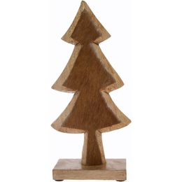 MyFlair MÖBEL & ACCESSOIRES Dekobaum »aus Holz, mit Fell-Dekoration, Weihnachtsdeko« braun