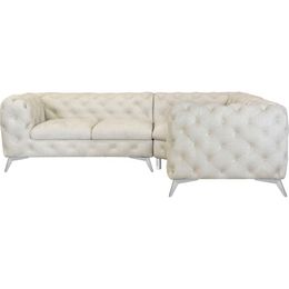 LEONIQUE Chesterfield-Sofa »Ecksofa GLYNIS L-Form mit Wellenunterfederung, Maße B/T/H 264/204/75cm« aufwändige Knopfheftung, moderne Chesterfield...