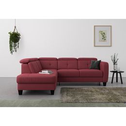 Sit & More SIT&MORE Ecksofa »Belluci L-Form« inklusive Federkern, wahlweise mit Bettfunktion und Bettkasten bordeaux