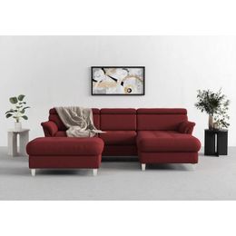 Sit & More SIT&MORE Ecksofa »Marano L-Form« inklusive Kopfteilverstellung, wahlweise mit Bettfunktion, Bettkasten bordeaux
