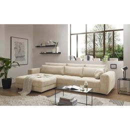 ED EXCITING DESIGN Ecksofa »Barura L-Form« mit 3 Nierenkissen beige