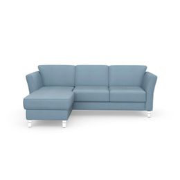 Sit & More SIT&MORE Ecksofa »Visby L-Form« wahlweise mit Bettfunktion und Bettkasten, frei im Raum stellbar hellblau