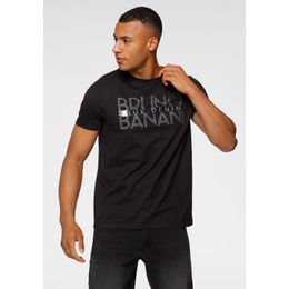 Bruno Banani Herren T-Shirt kurz&auml;rmelig, schmal geschnitten, bedruckt, aus Baumwolle schwarz S (44/46)