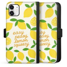 DeinDesign iPhone 11 Handy Klapph&uuml;lle Handyh&uuml;lle aus Kunst Leder schwarz Flip Case Spruch Statement Lemon Sideflip mit Lasche
