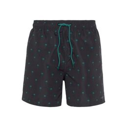 s.Oliver Badeshorts mit Palmen-Design schwarz-petrol S - N-Gr N-Gr S Kontrastfarbiges Palmen-Design