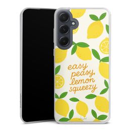 DeinDesign Galaxy A55 5G Handy Slim Case Silikon Handyh&uuml;lle transparent H&uuml;lle extra d&uuml;nn Lemon Statement Spruch Silikon Slim Case