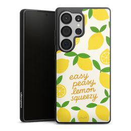 DeinDesign Galaxy S25 Ultra Handy Premium Silikon H&uuml;lle Handyh&uuml;lle schwarz Case Lemon Statement Spruch Silikon Premium Case