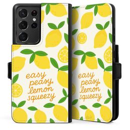 DeinDesign Galaxy S21 Ultra 5G Handy Klapph&uuml;lle Handyh&uuml;lle aus Kunst Leder schwarz Flip Case Lemon Statement Spruch Sideflip mit Lasche
