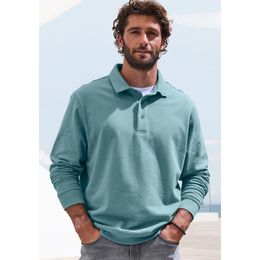 John Devin Herren Sweatshirt, Langarm, Pullover mit Polokragen, Baumwolle blau S (44/46)
